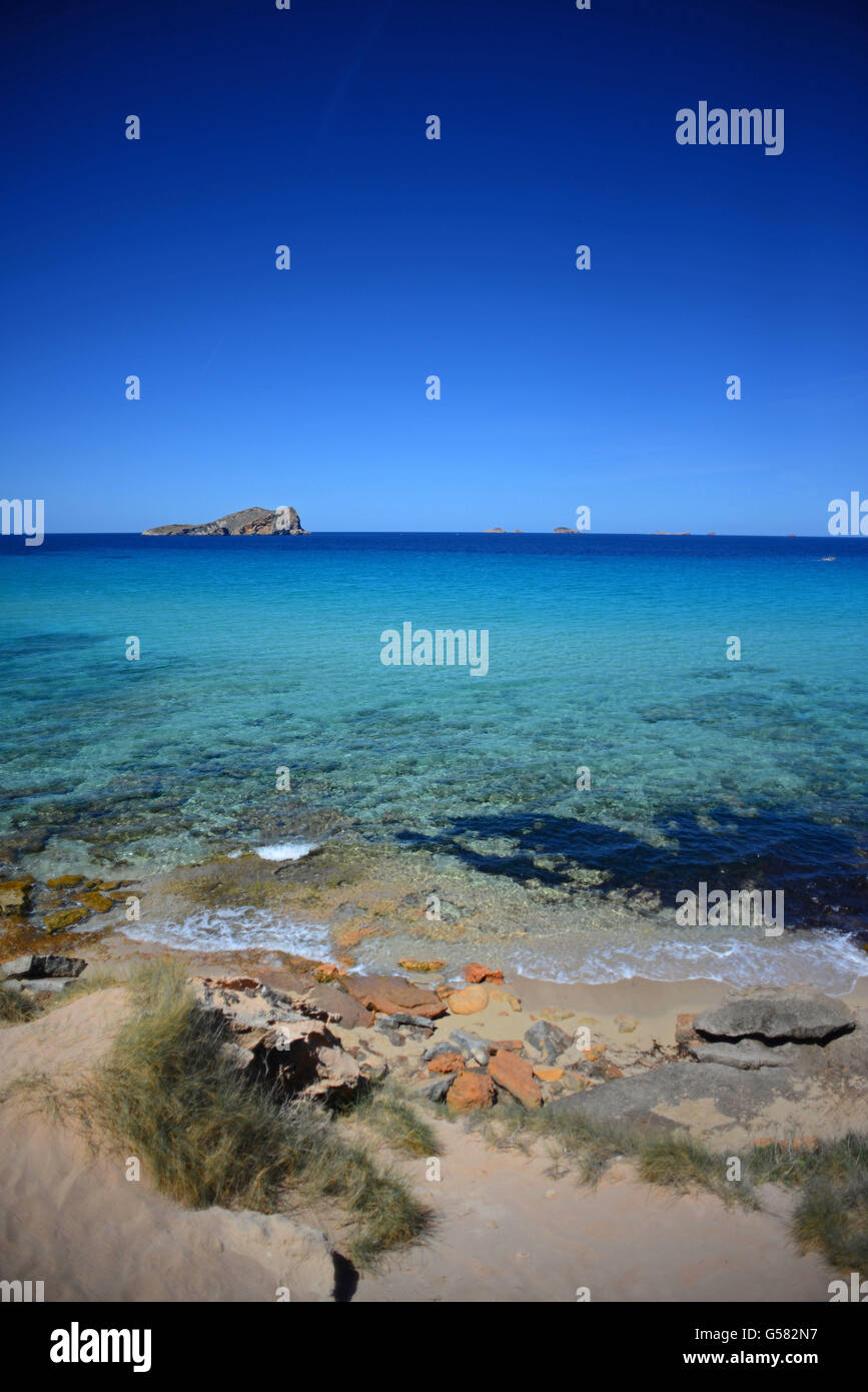 Cala Conta beach (Platges de Comte and Cala Compte) in Ibiza, Balearic ...