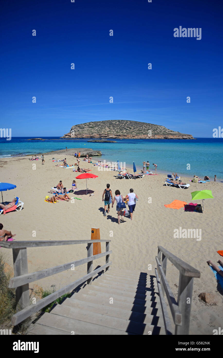 Cala Conta beach (Platges de Comte and Cala Compte) in Ibiza, Balearic ...