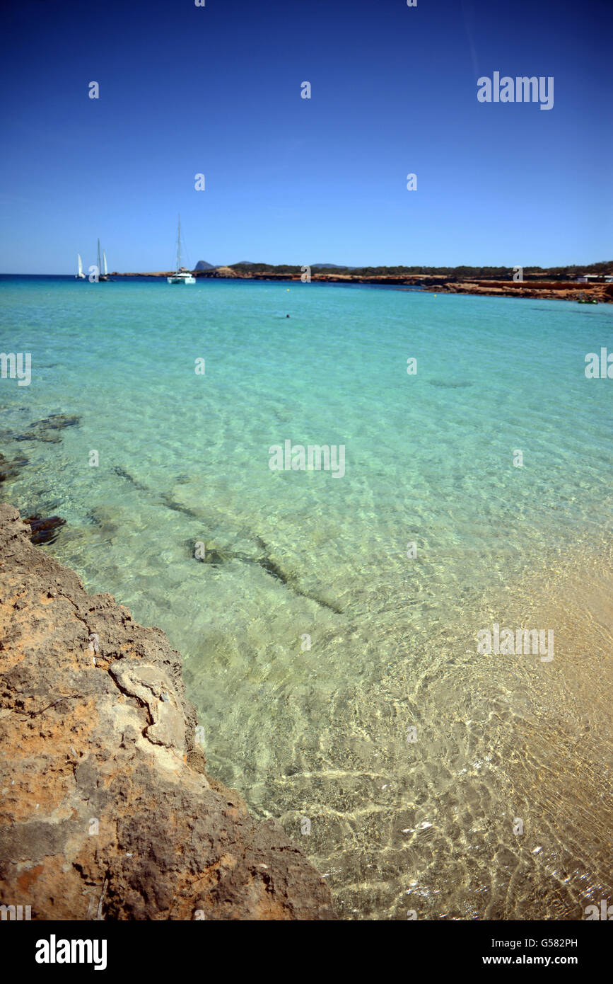 Cala Conta beach (Platges de Comte and Cala Compte) in Ibiza, Balearic ...