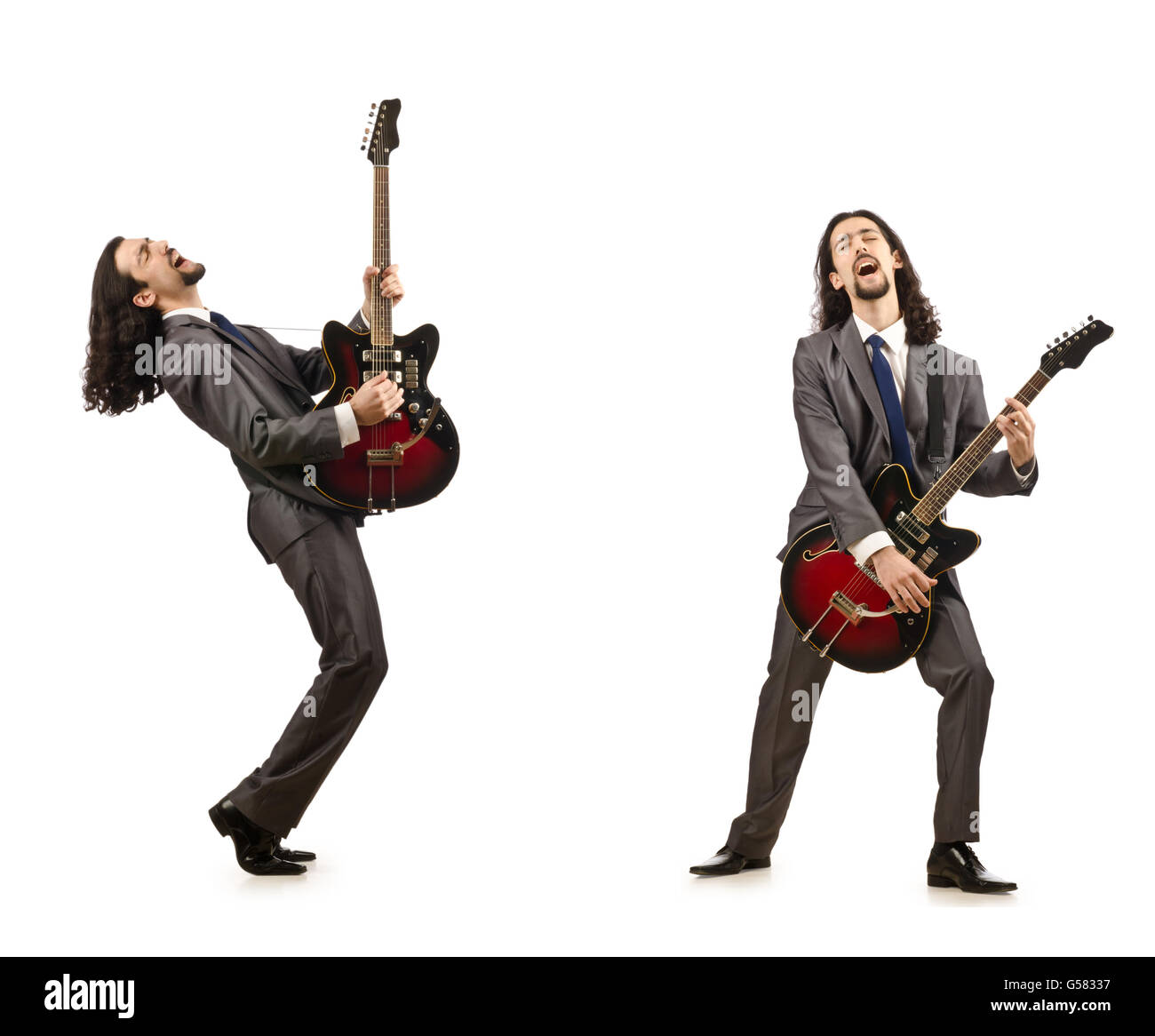 Funny guitar player isolated on white Stock Photo - Alamy