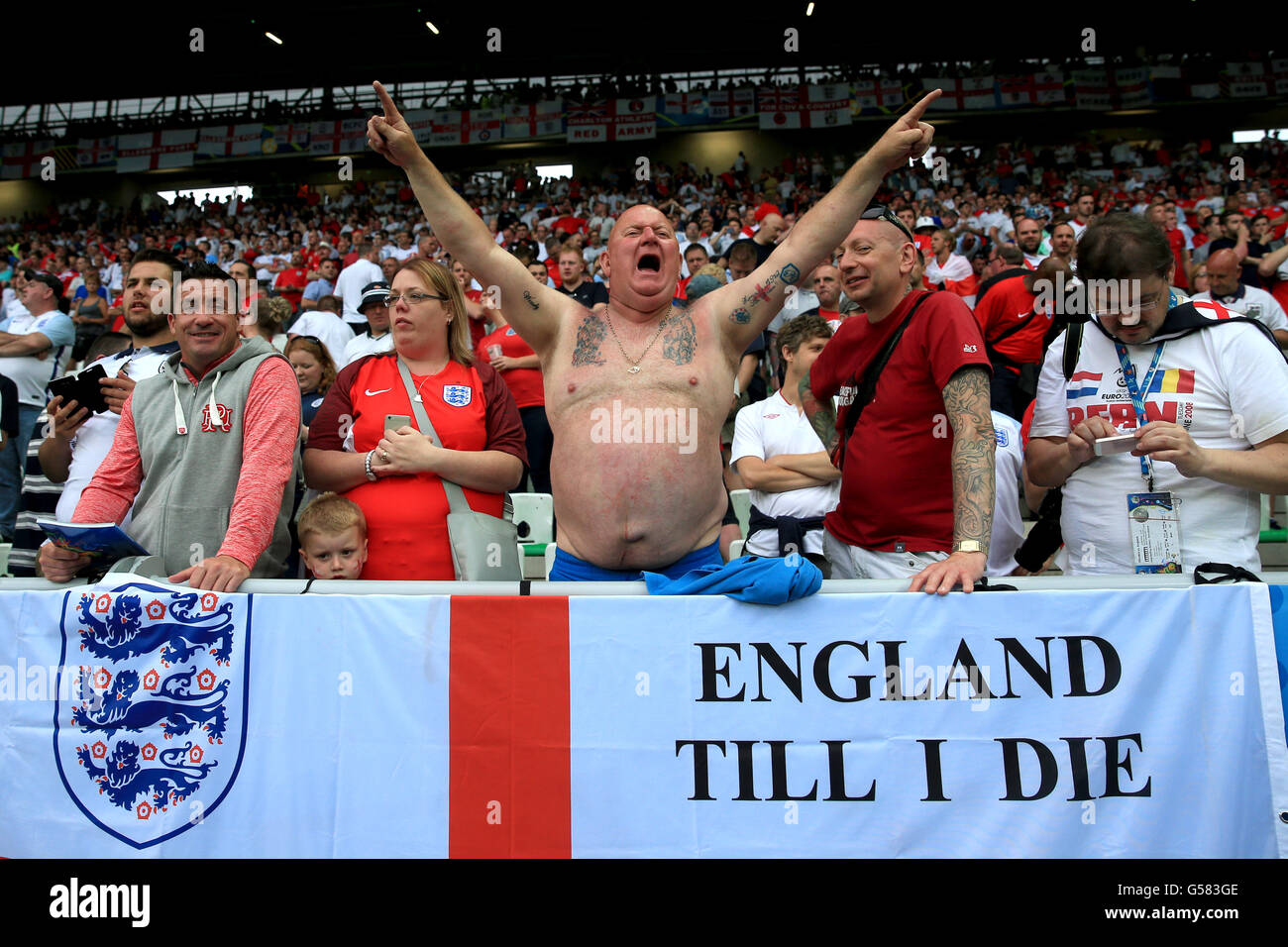 England supporters show their support ahead of the UEFA Euro 2016 ...