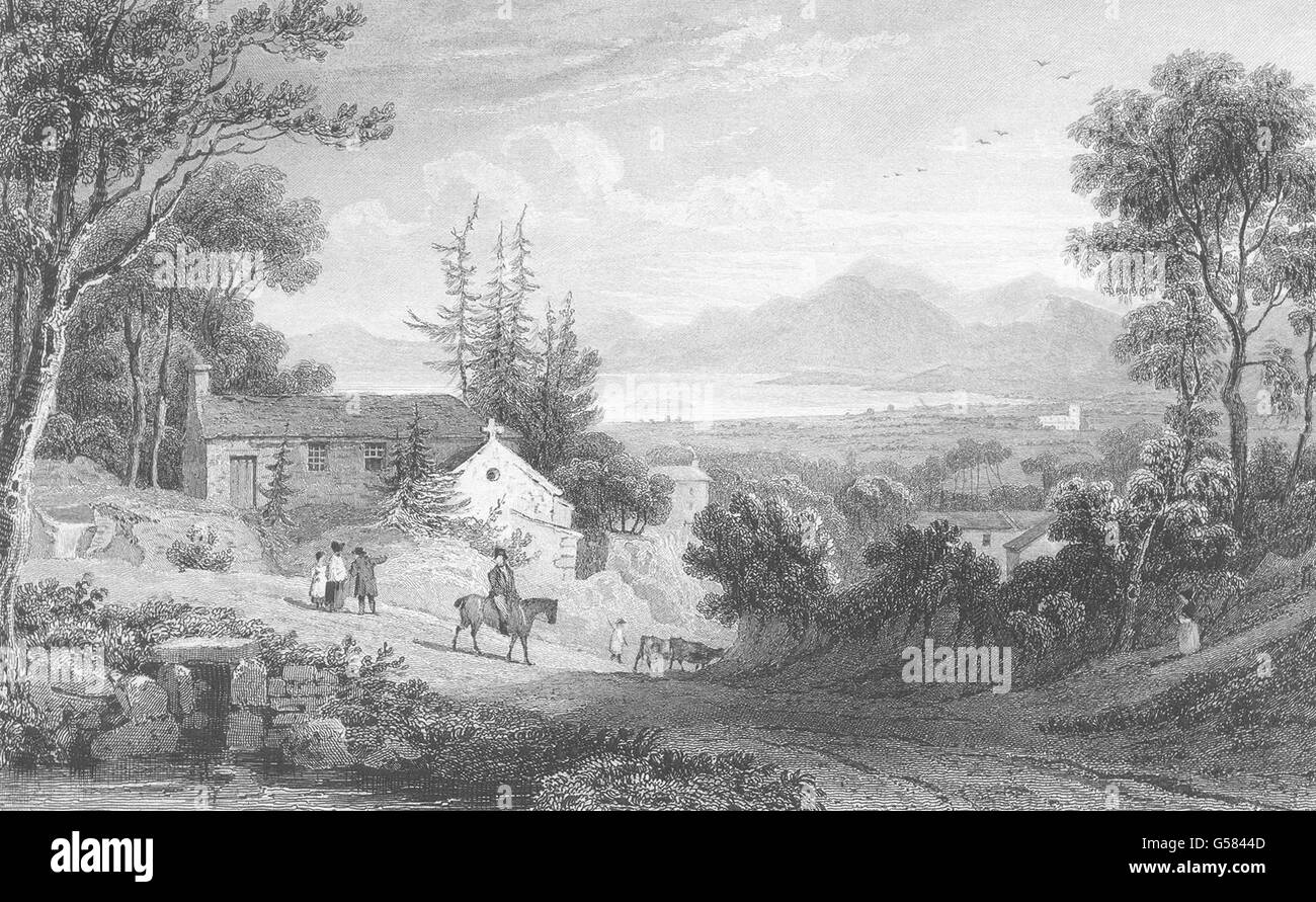 CUMBRIA: Derwent Water from Applethwaite. Figures. (Allom), antique ...