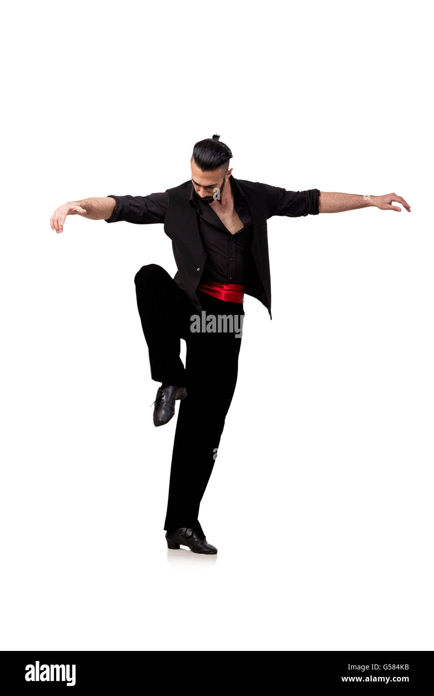 Man dancer dancing spanish dances isolated on white Stock Photo - Alamy