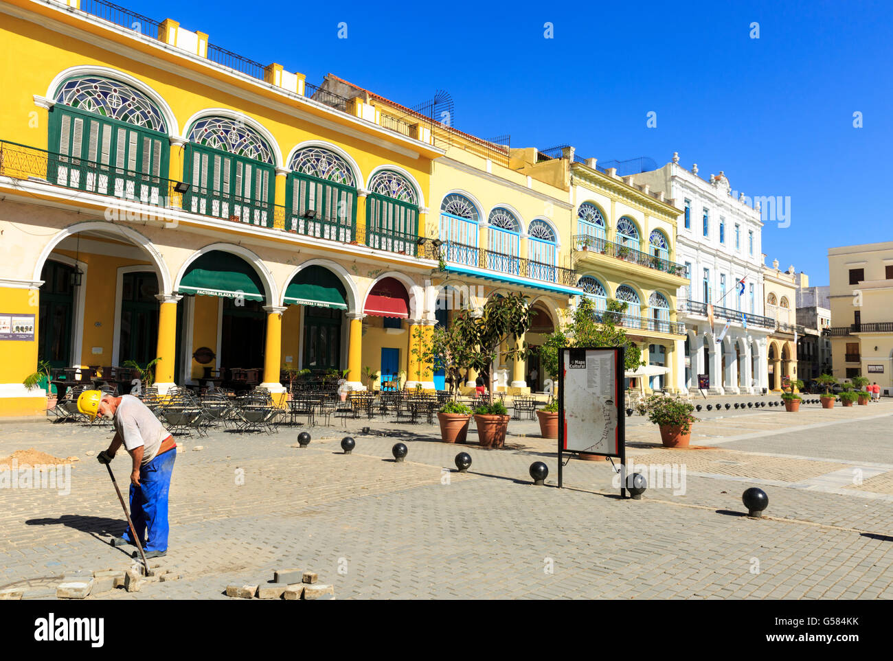 Ongoing restoration work on Plaza Vieja Old Square, Old Havana, Cuba ...
