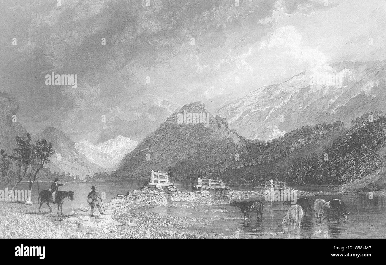 CUMBRIA: Thirlmere bridge looking North. Stone. Cumberland. (Allom ...