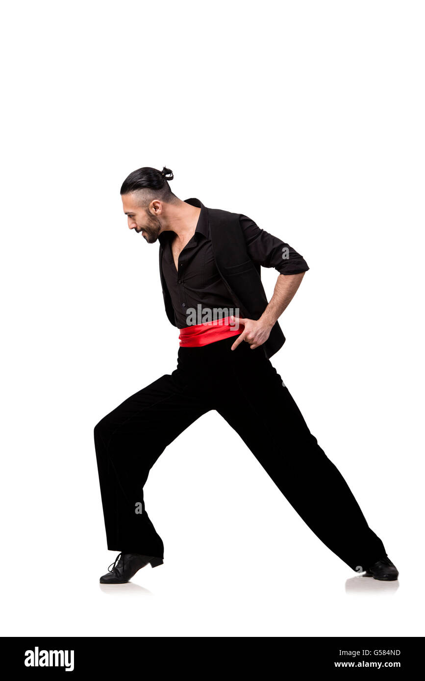 Man dancer dancing spanish dances isolated on white Stock Photo - Alamy