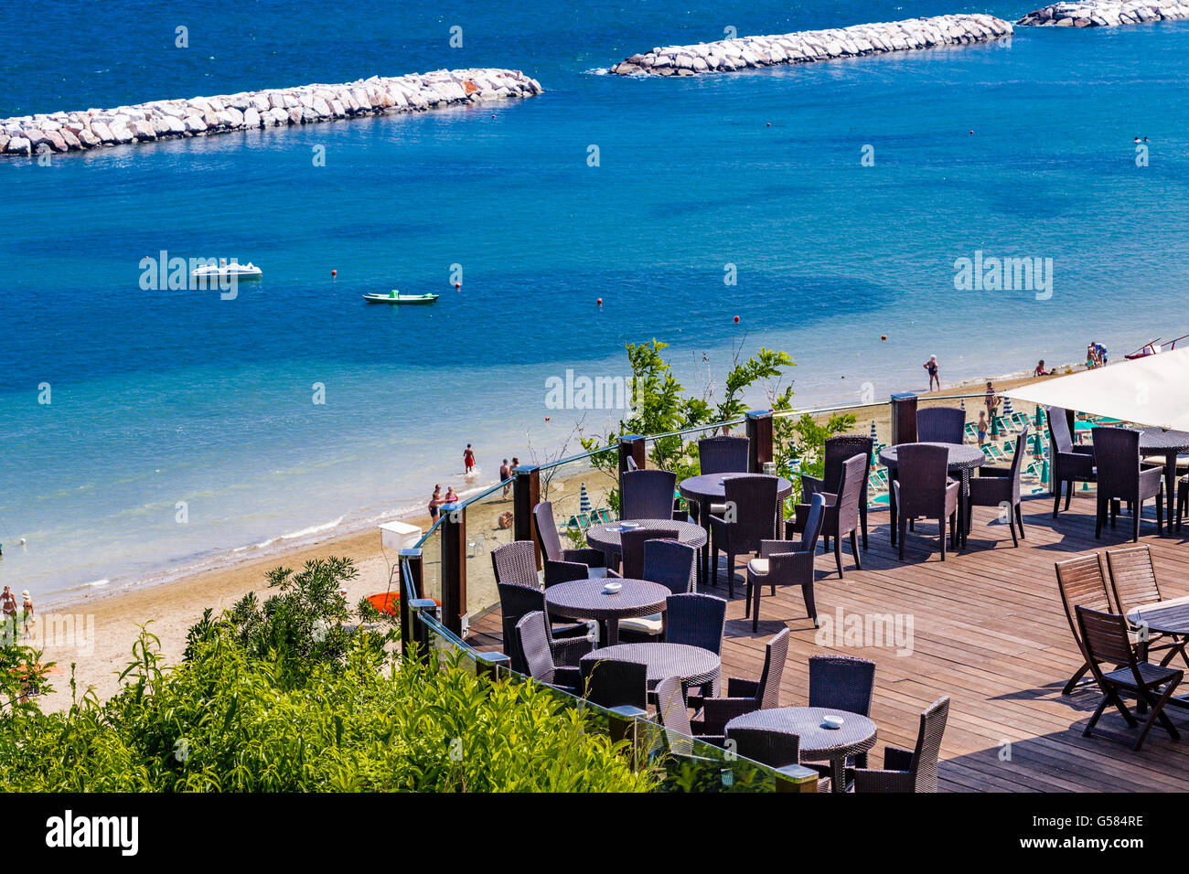 tables overlooking the seaside resorts and sea Stock Photo - Alamy