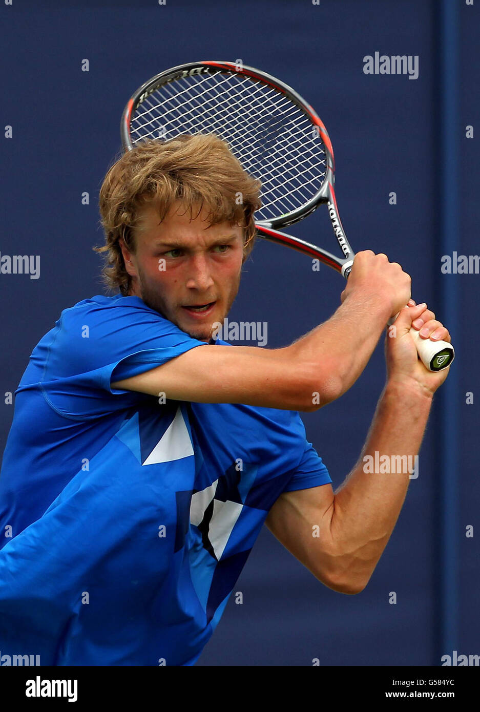 Great Britain's Liam Broady in action in the boys under 18 competition ...