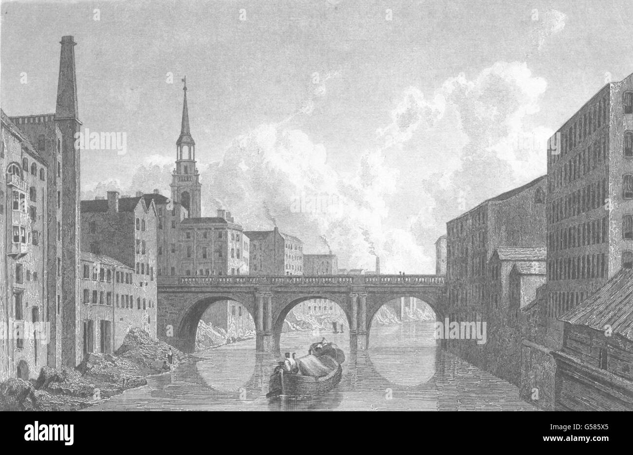 MANCHESTER: Blackfriars Bridge, Manchester. (Finden/Westall), old print ...