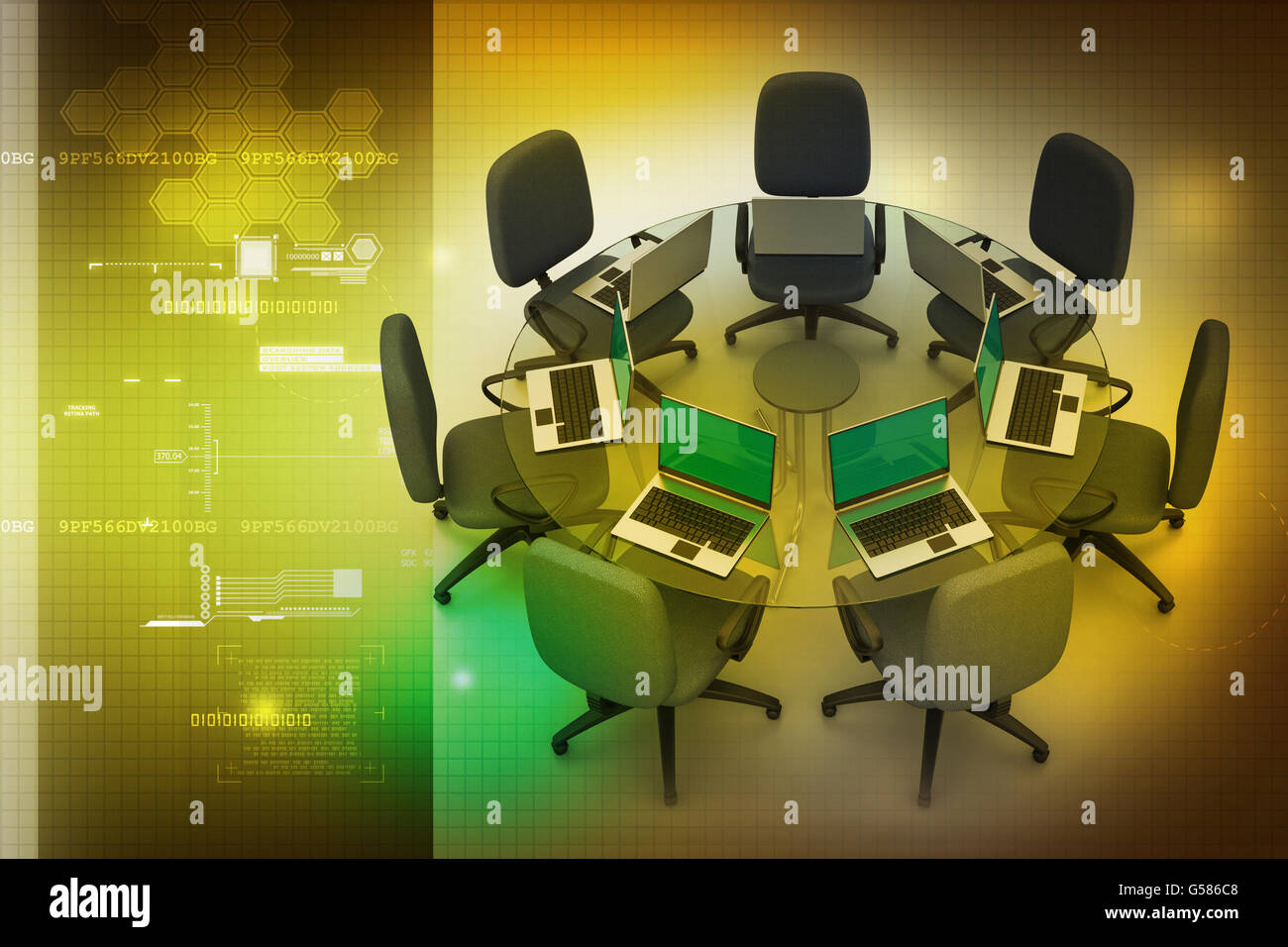 Round table laptop chair hi-res stock photography and images - Alamy