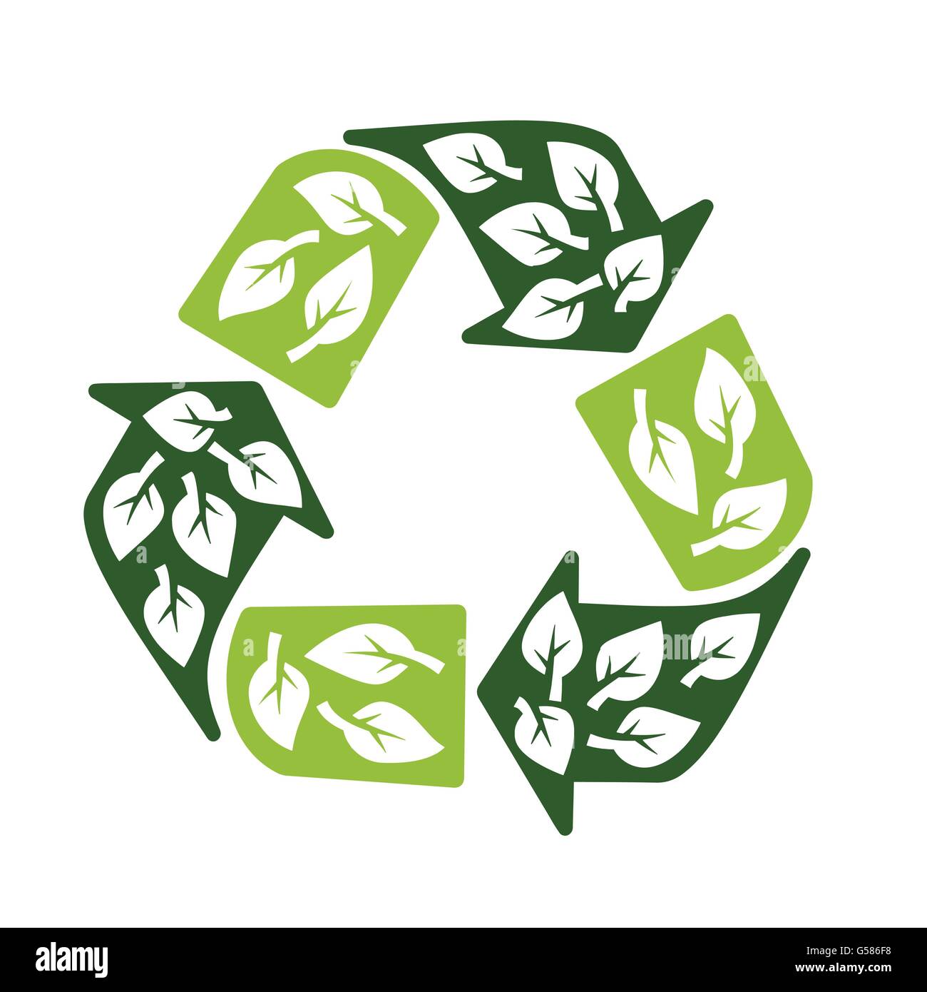 recycling sign with leaves symbol eco protection concept vector ...