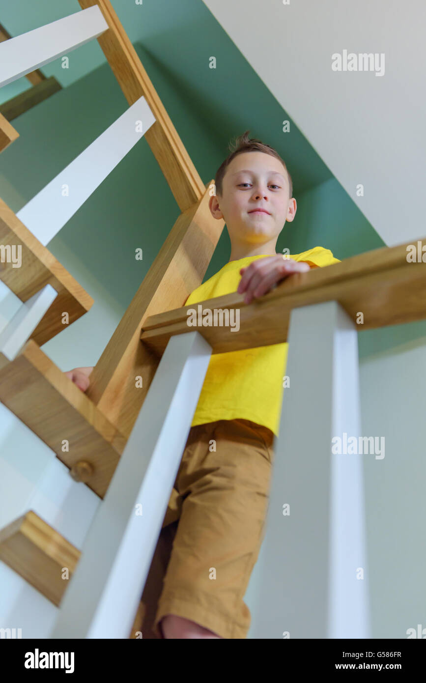 Smiling boy in his house. Summer time! Stock Photo - Alamy