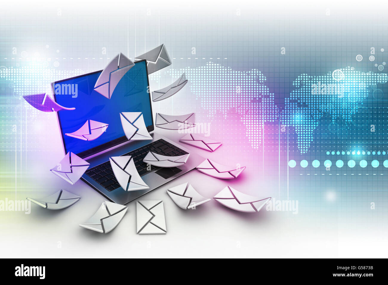 E-mail concept. Modern Laptop and envelope Stock Photo - Alamy