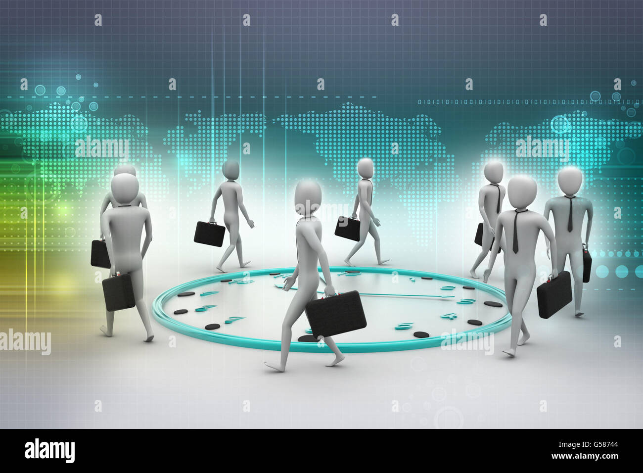 Business man walk around the clock Stock Photo - Alamy