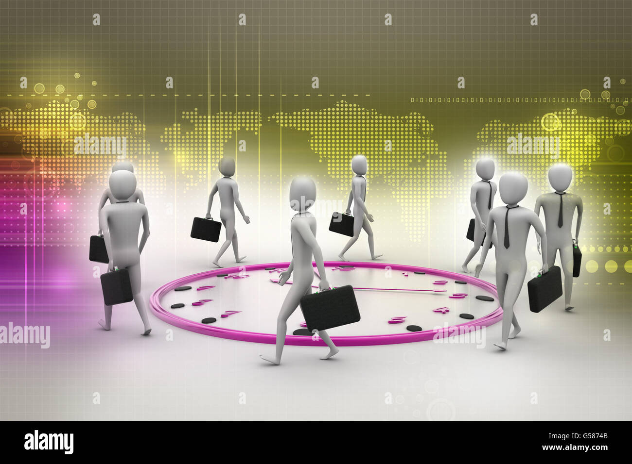 Business man walk around the clock Stock Photo - Alamy