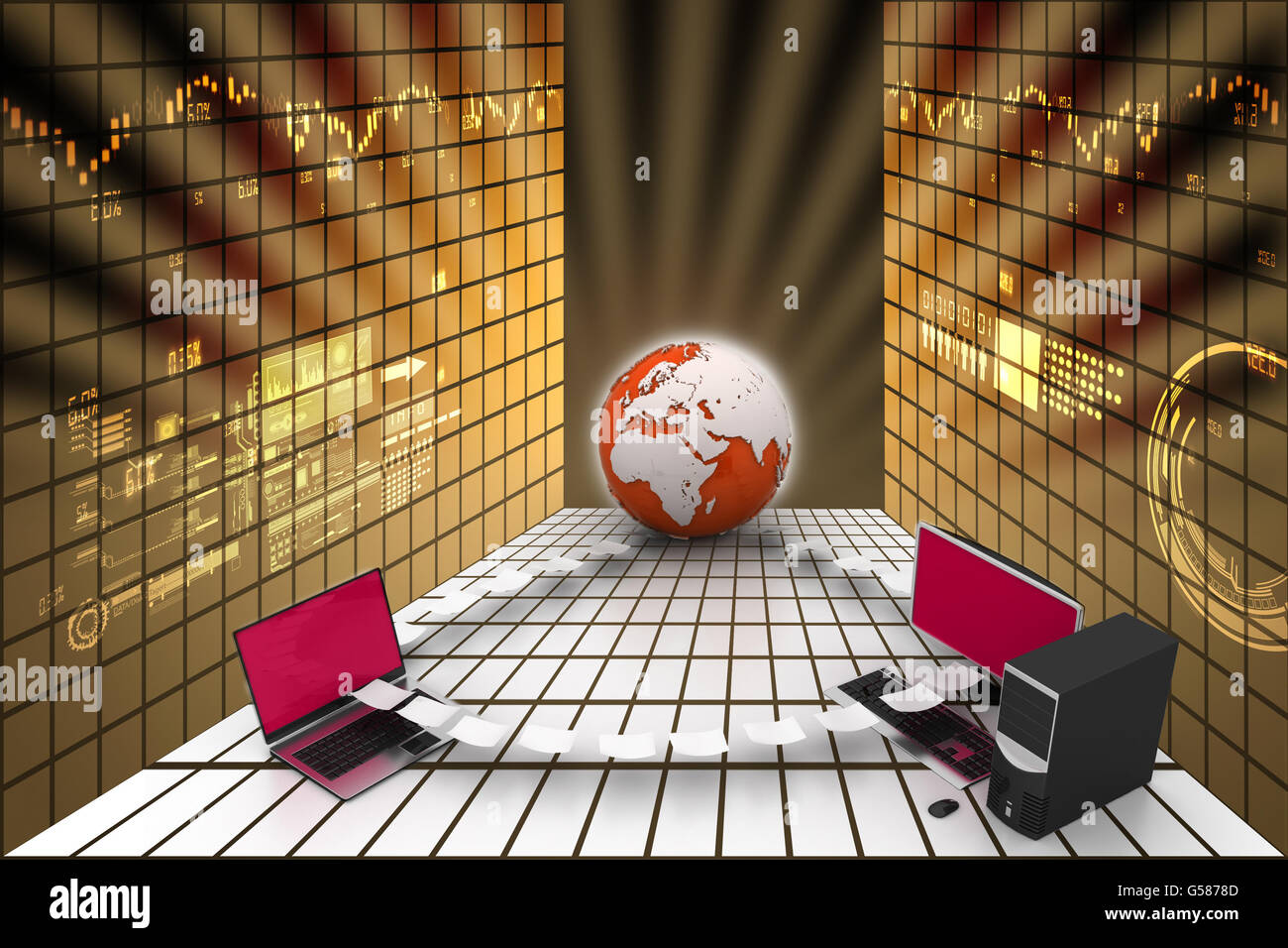 computer networking with globe Stock Photo - Alamy