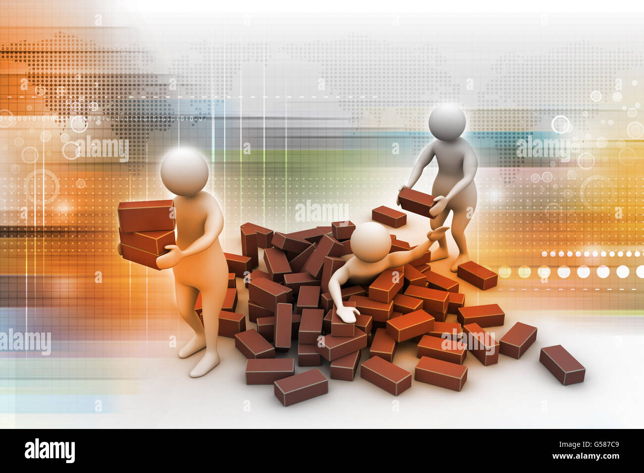 3d people helping the other man Stock Photo - Alamy