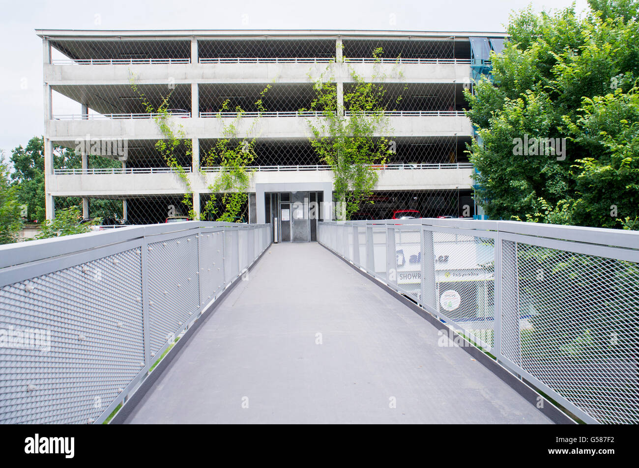 Off-street Carpark of Rychtarka, parking, entry bridge Stock Photo - Alamy