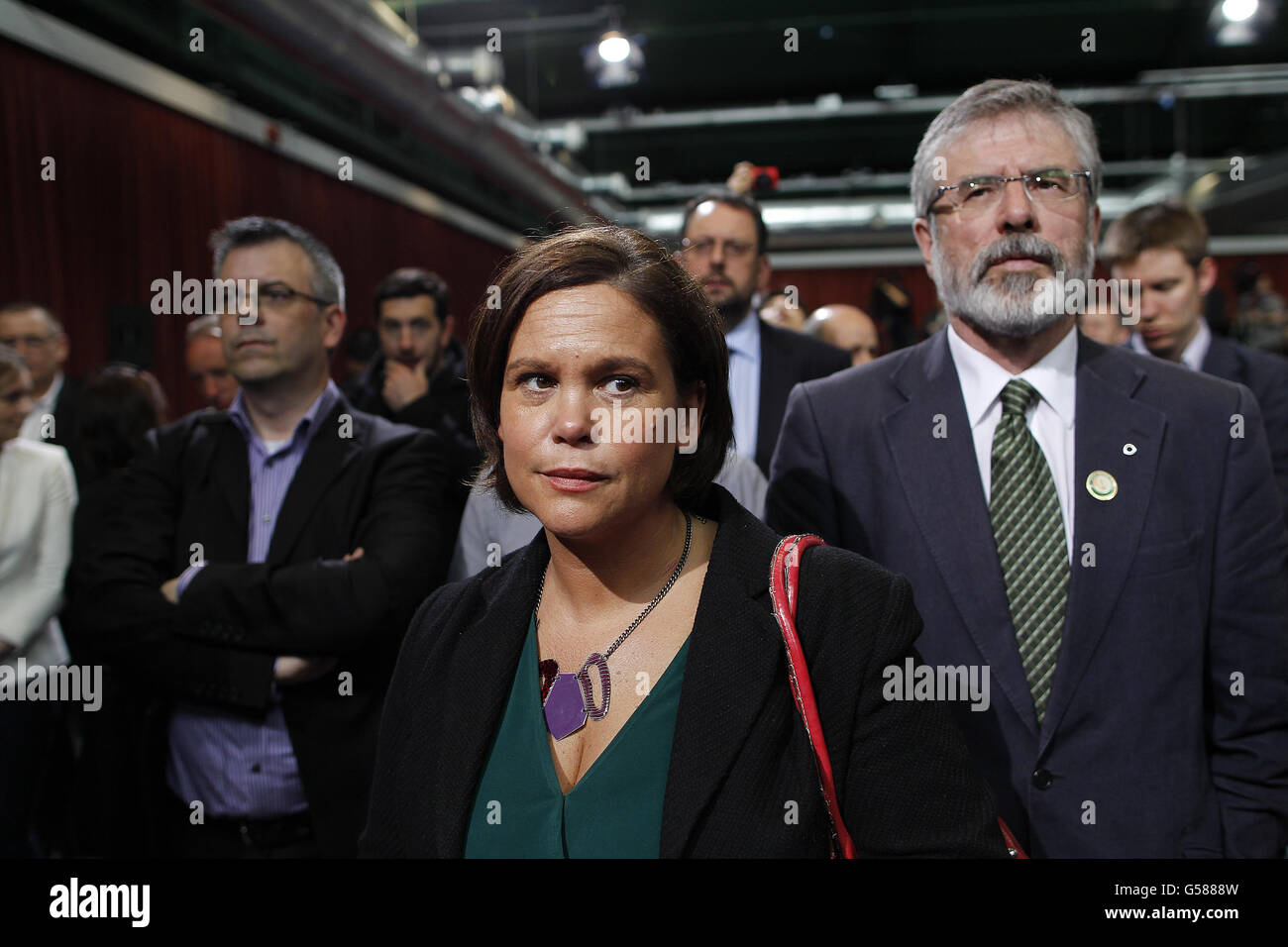 Sinn Fein president Gerry Adams and Vice President Mary Lou McDonald in ...