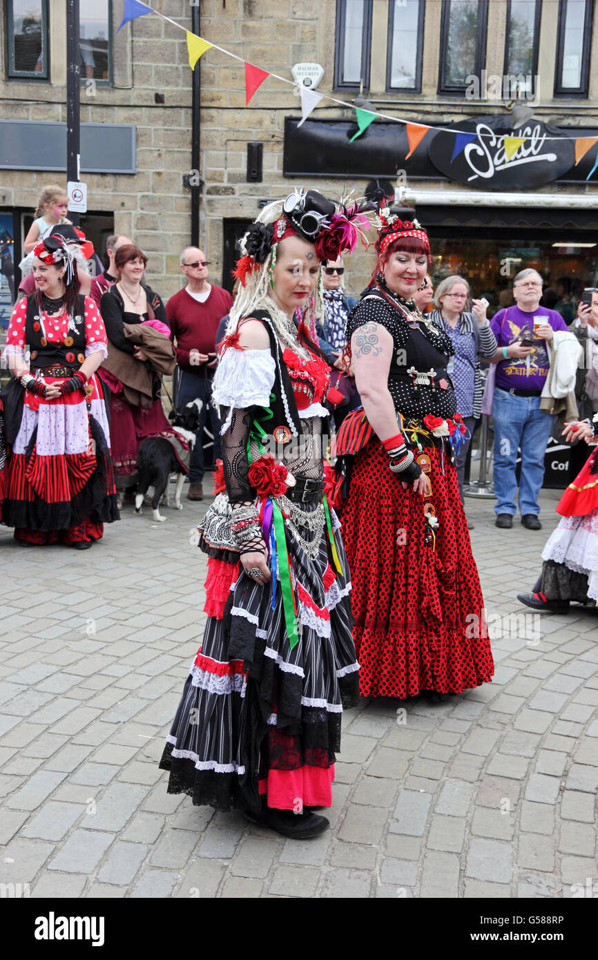 Members of 400 Roses dance troop dancing in St George's Square, Hebden ...