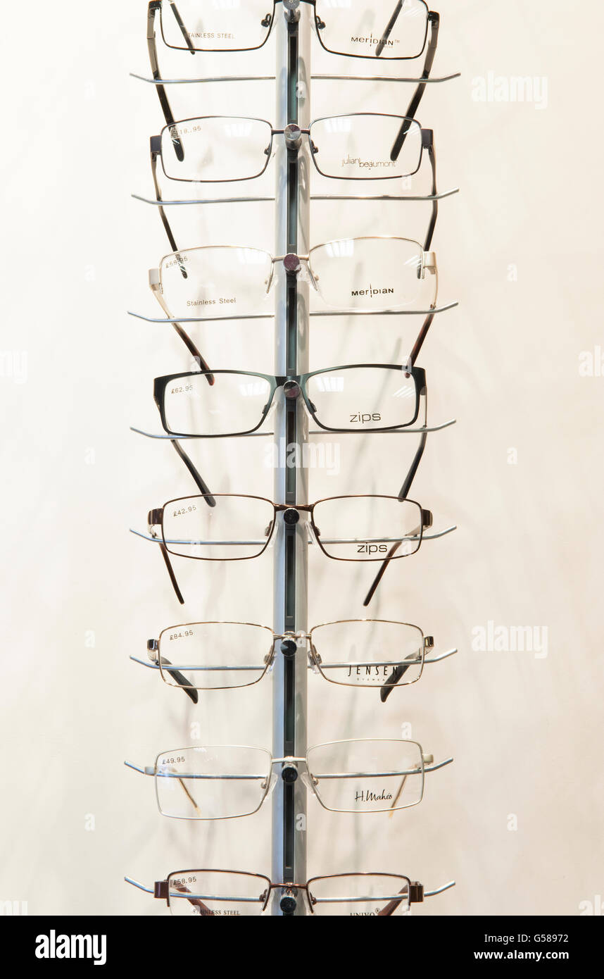Display of glasses in a modern opticians Stock Photo - Alamy