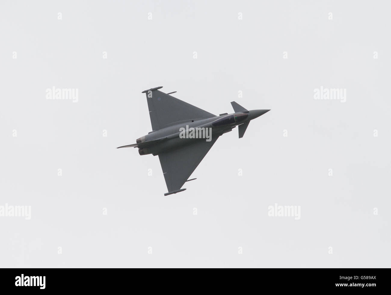 Eurofighter Typhoon display at RAF Cosford Air Show. Underside view ...