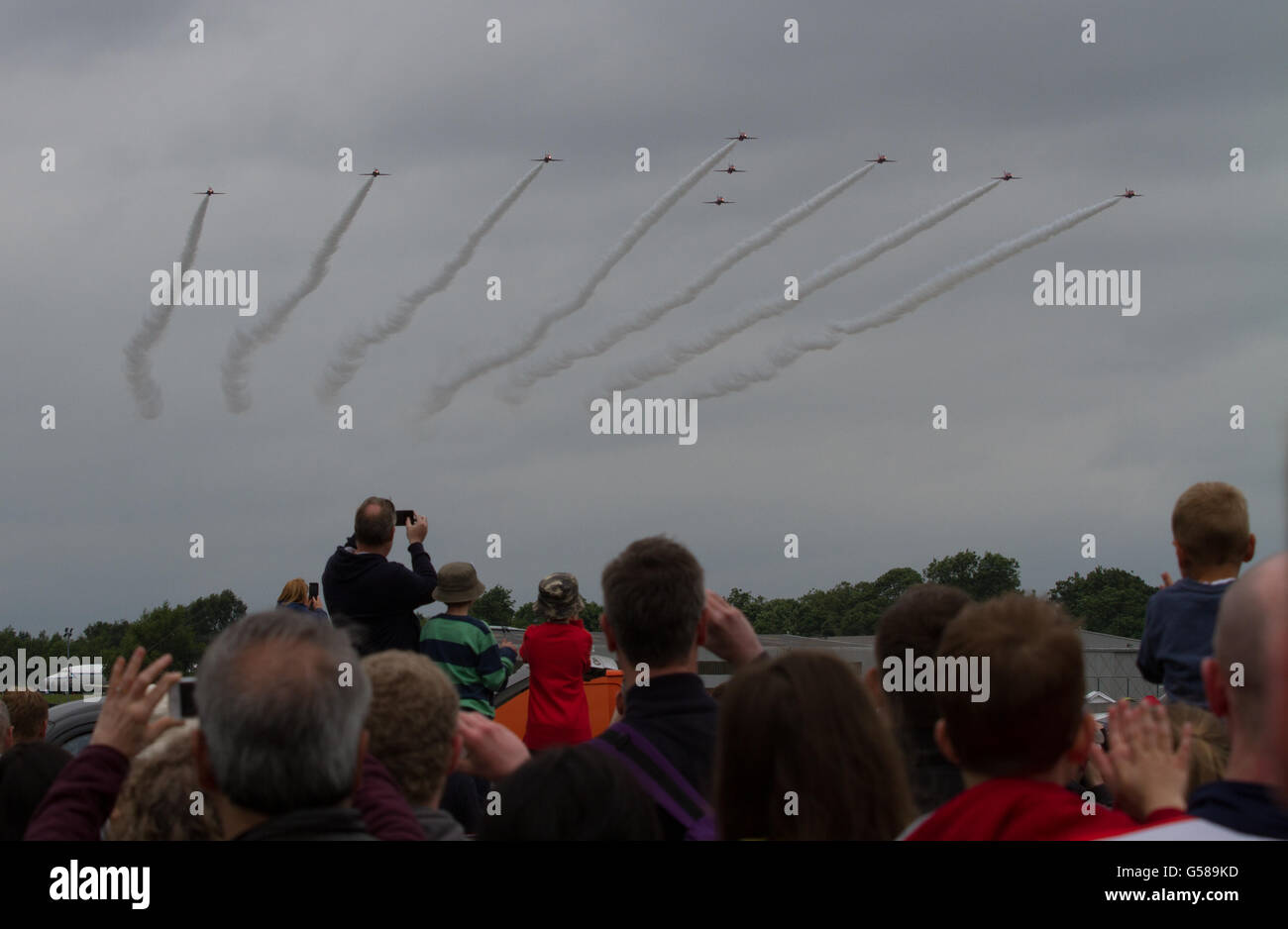 RAF Aerobatic Display Team, The Red Arrows, Arrival at Cosford Air Show ...