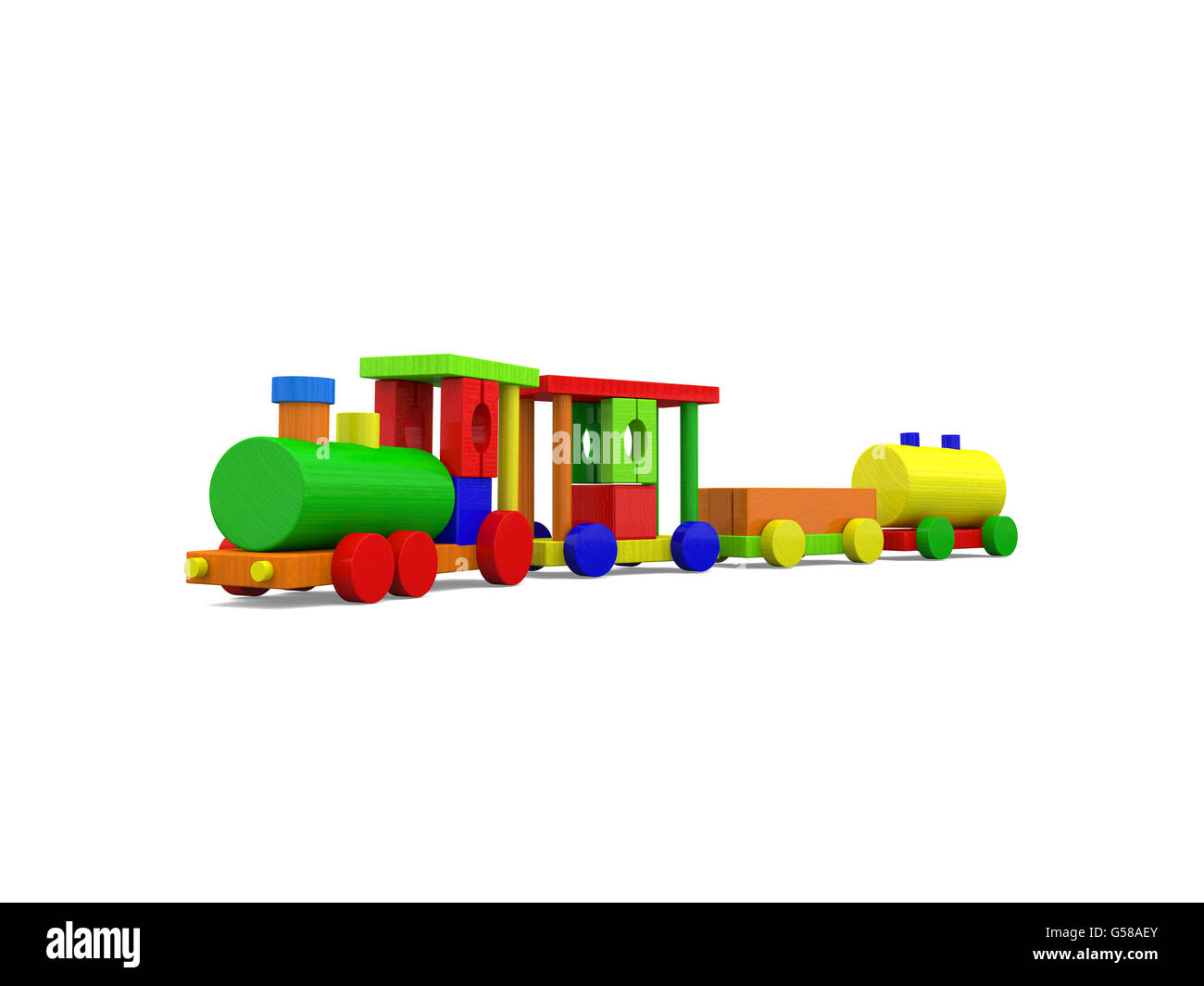 Colorful toy train isolated on white background. 3D illustration Stock ...