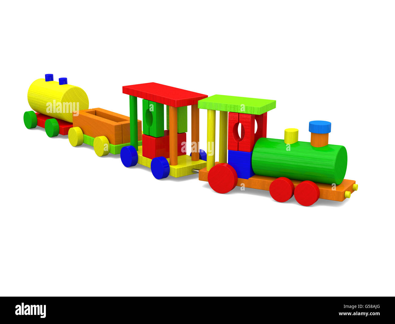 3D rendering of colorful toy train isolated on white background Stock ...