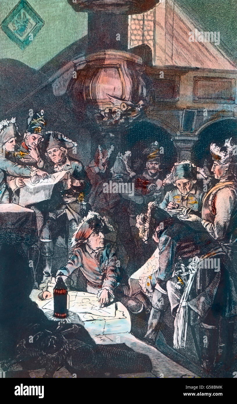 Friedrich der Goße hält Kriegsrat in der Kirche. Germany, Prussia ...