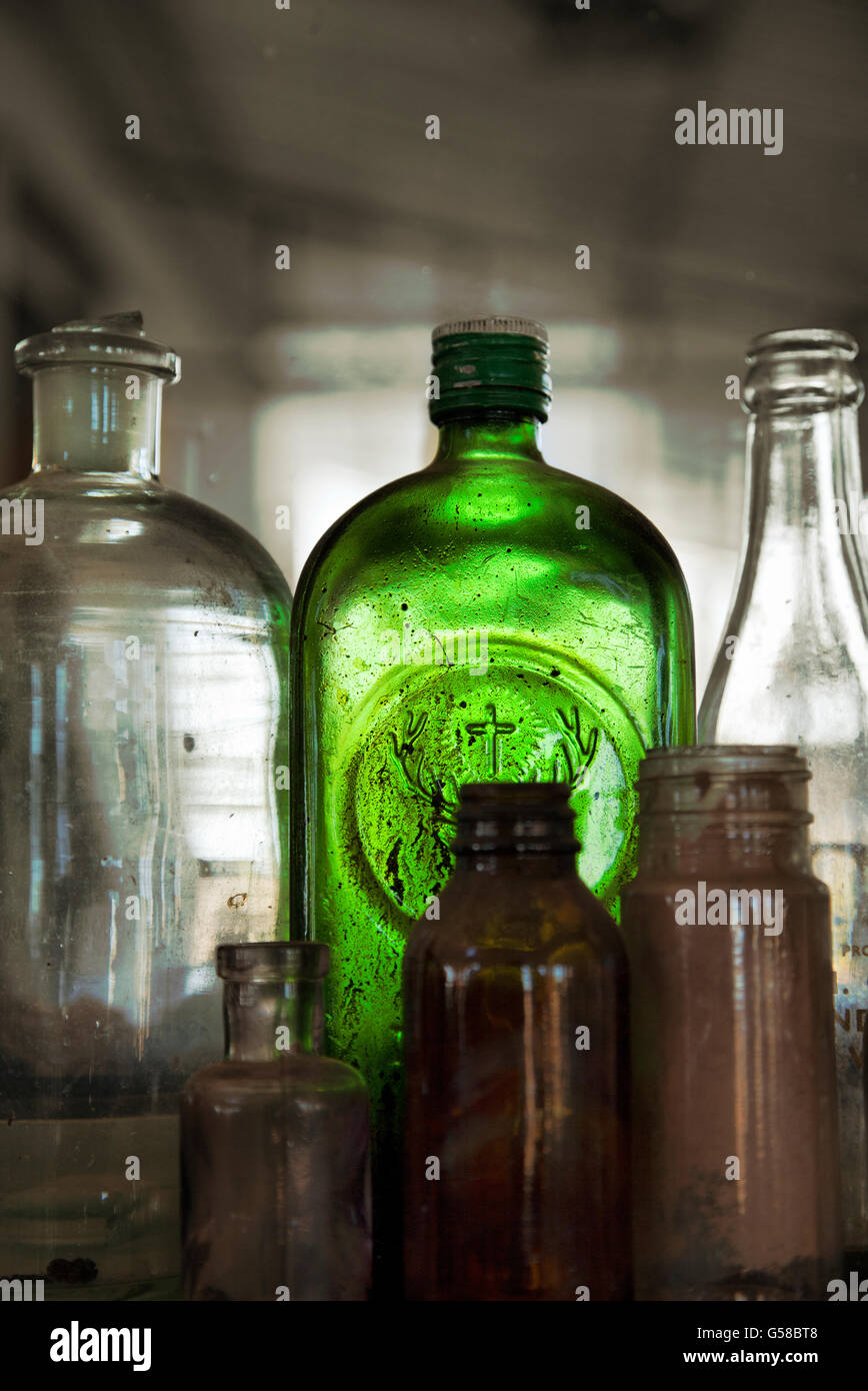 Old dirty bottles hi-res stock photography and images - Alamy