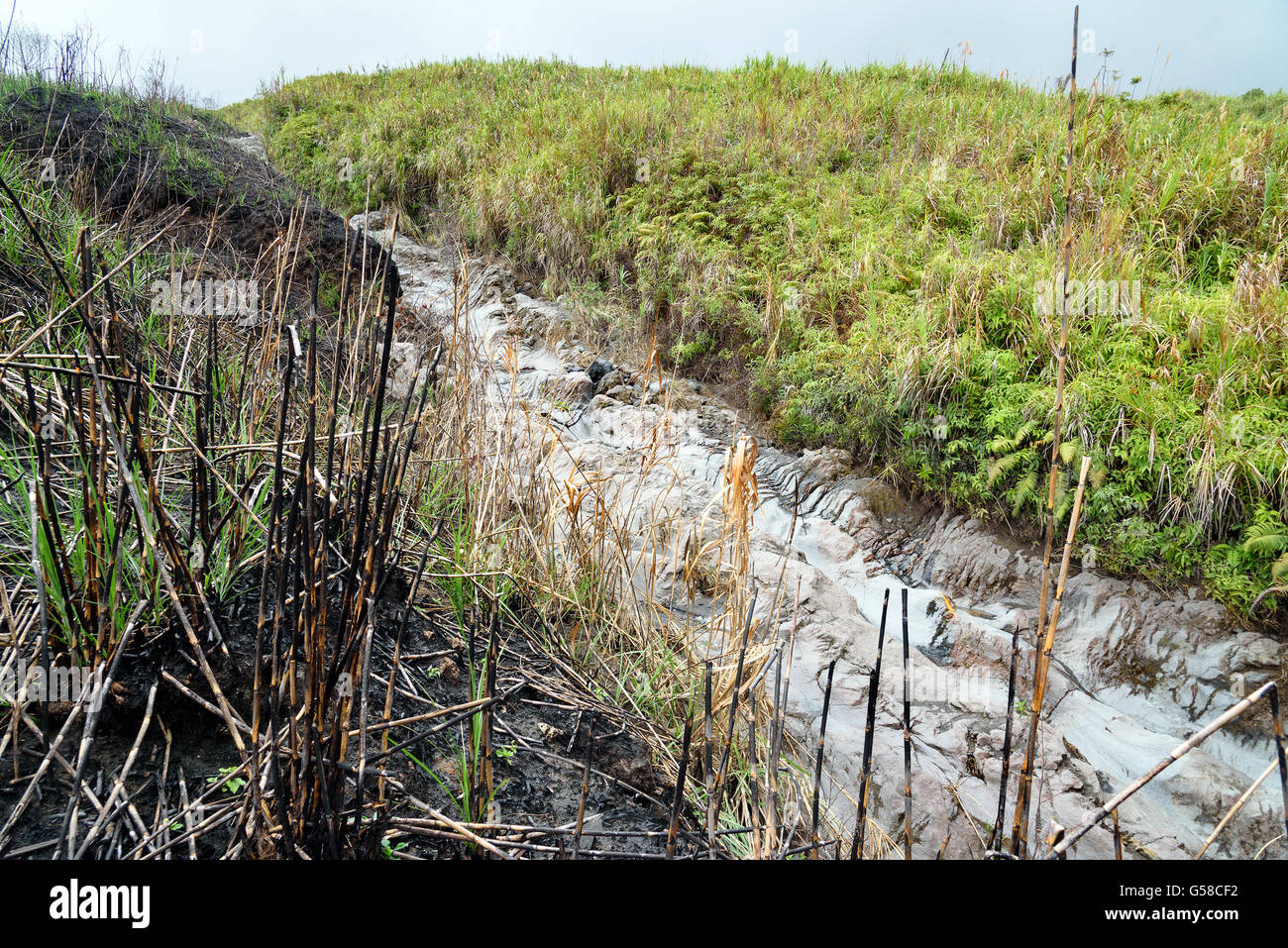 Old lava flow from Tompaluan crater. Lokon-Empung volcano. Tomohon ...