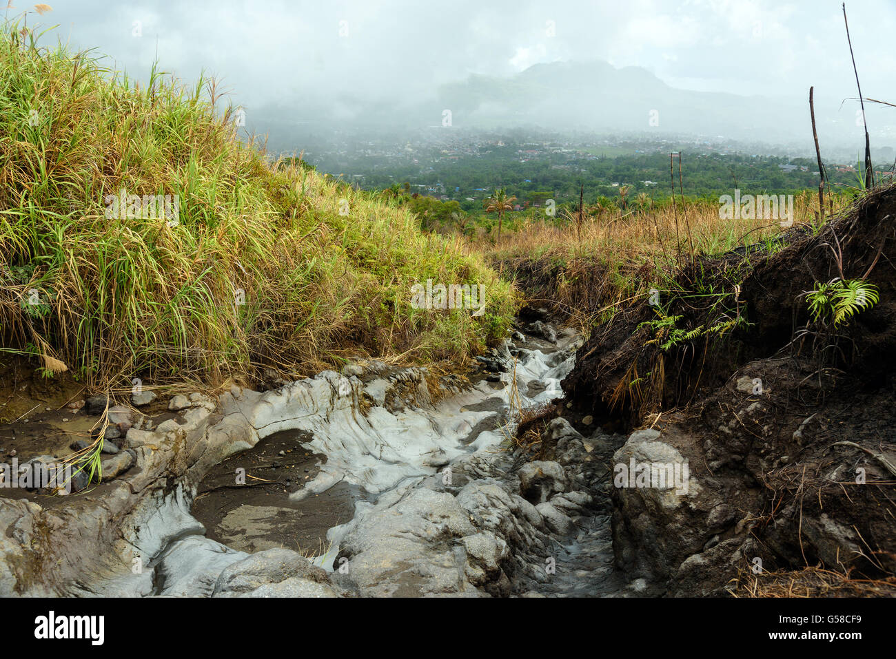 Old lava flow from Tompaluan crater. Lokon-Empung volcano. Tomohon ...