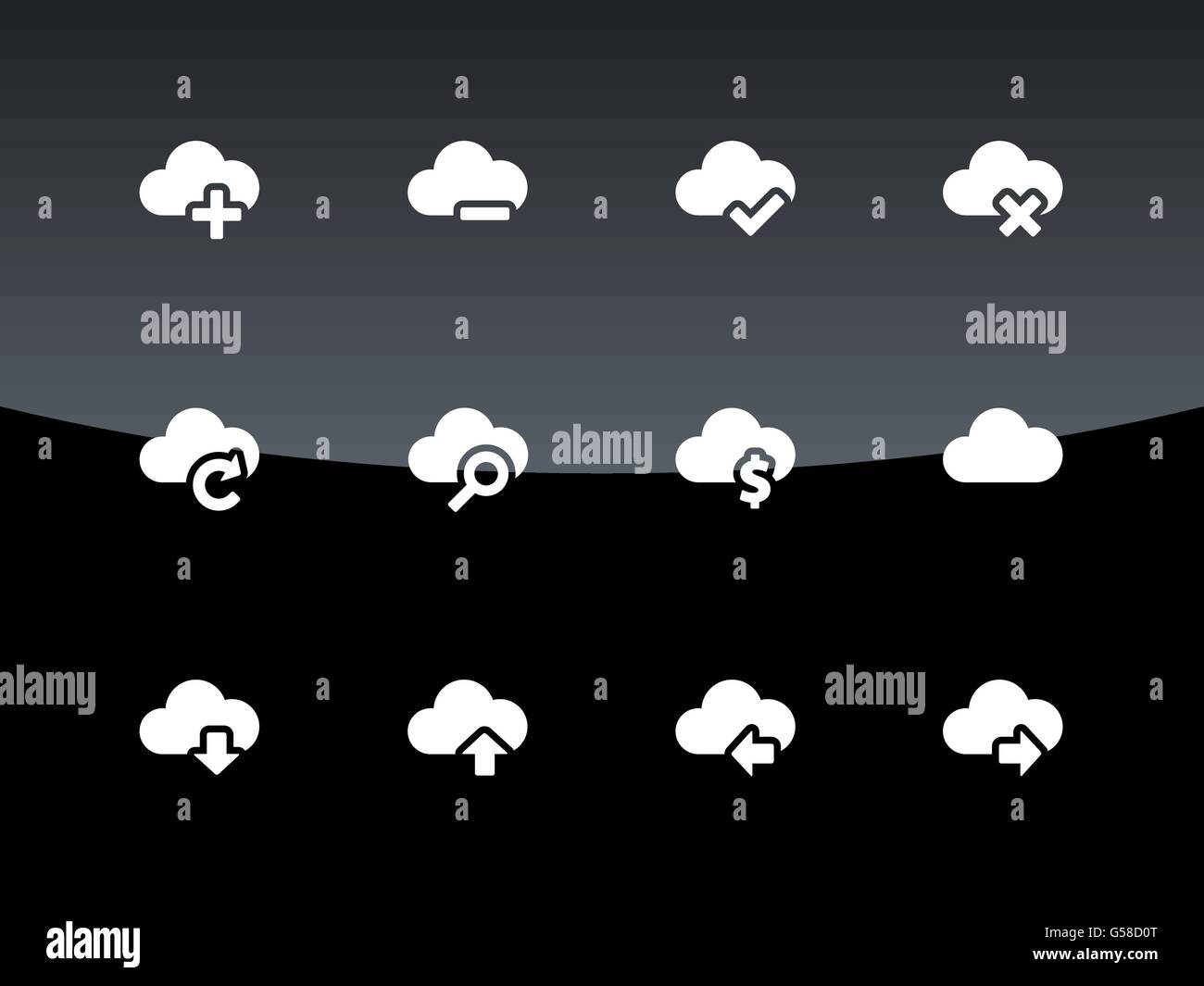 Cloud icons on black background Stock Vector Image & Art - Alamy