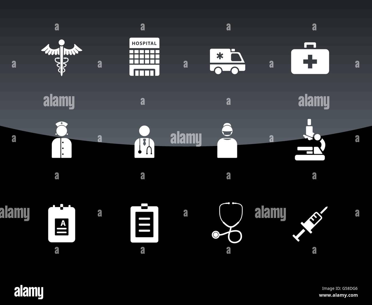 Hospital icons on black background Stock Vector Image & Art - Alamy