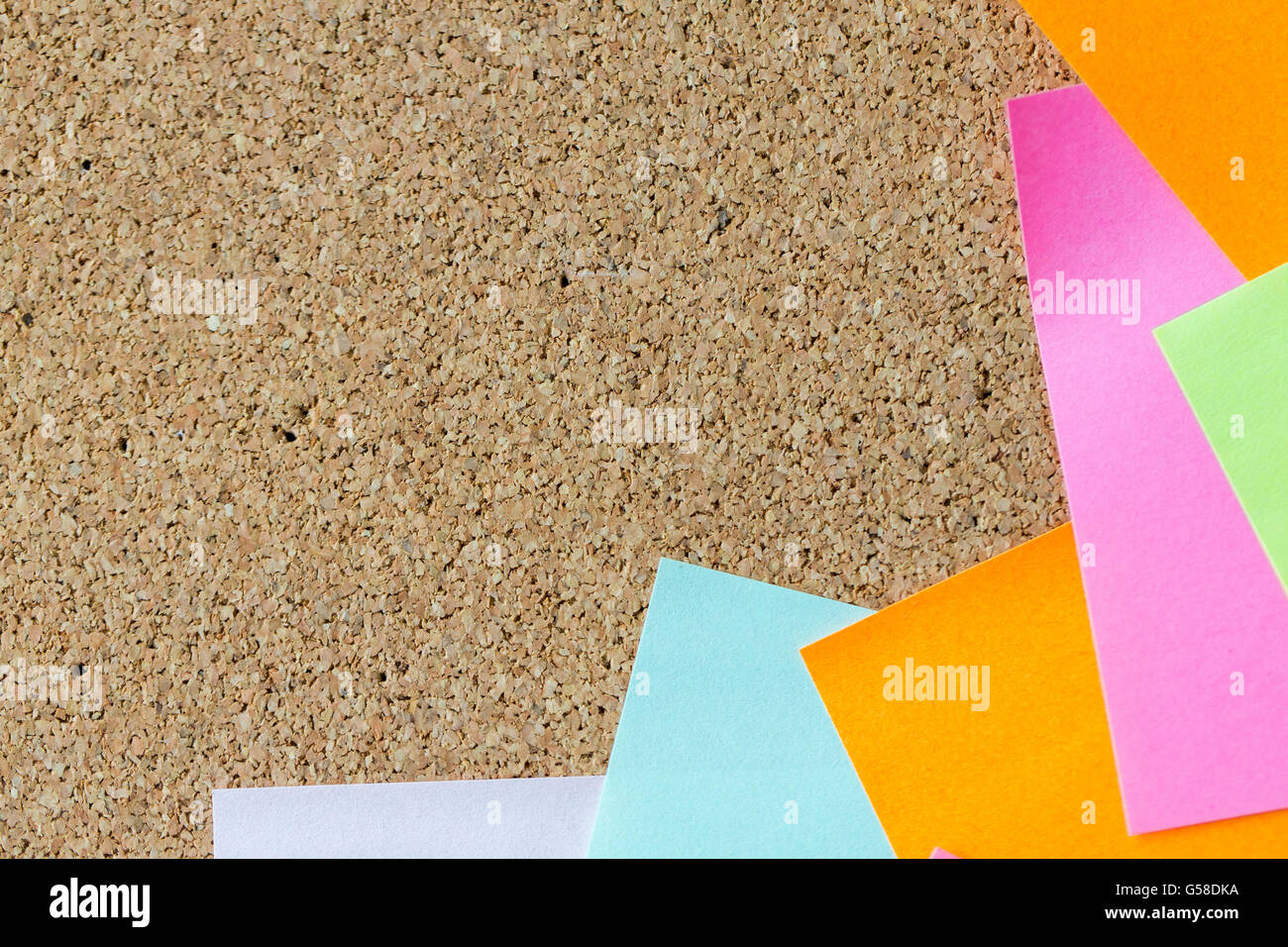 close up of blank paper stickers on cork board Stock Photo - Alamy