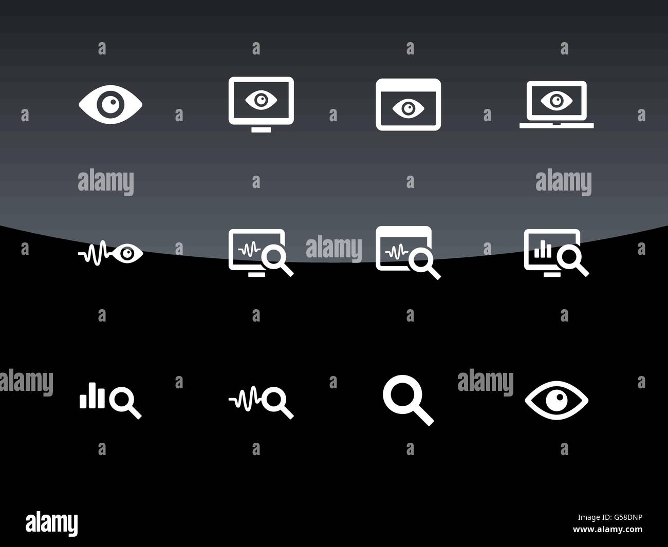 Monitoring icons on black background Stock Vector Image & Art - Alamy
