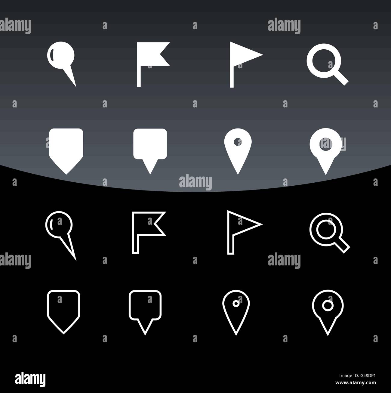 GPS and Navigation icons on black background Stock Vector Image & Art ...