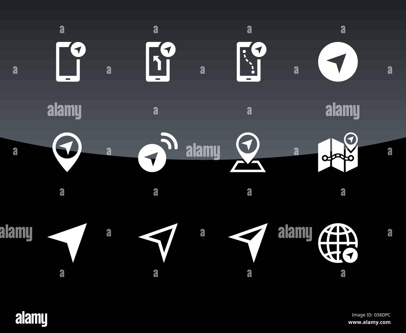 Navigator icons on black background Stock Vector Image & Art - Alamy