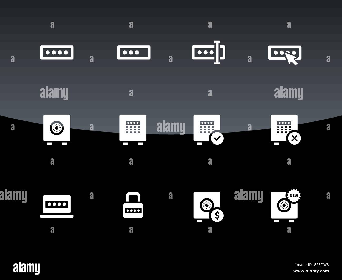 Password icons on black background Stock Vector Image & Art - Alamy