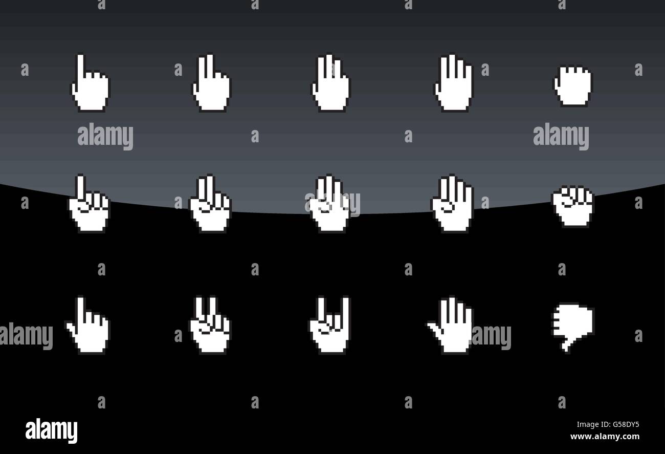 Pixel cursors icons mouse hands Stock Vector Image & Art - Alamy