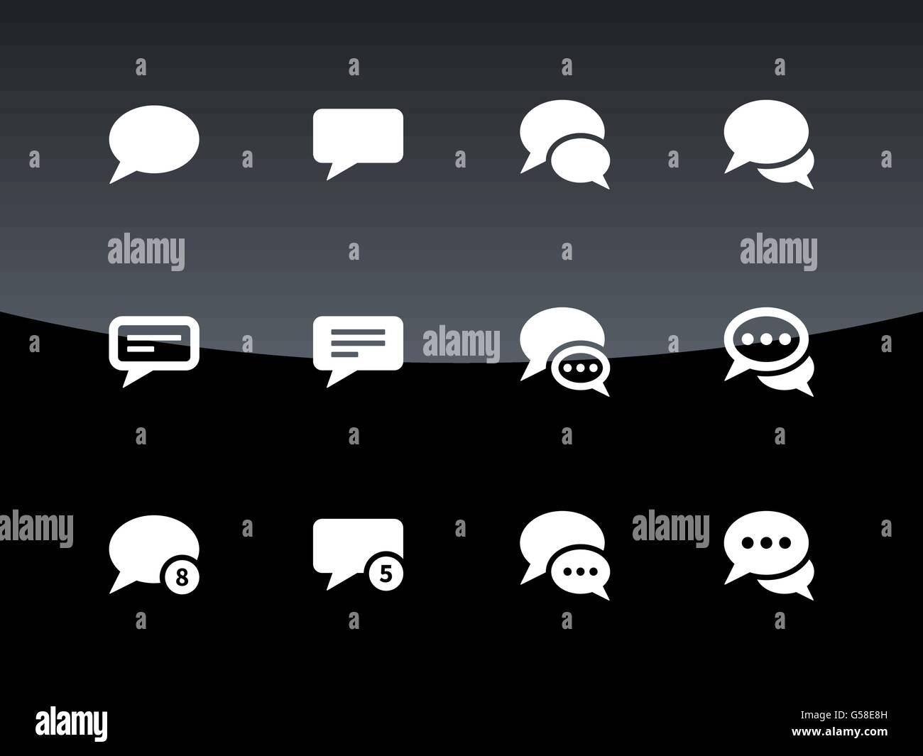 Message bubble icons on black background Stock Vector Image & Art - Alamy