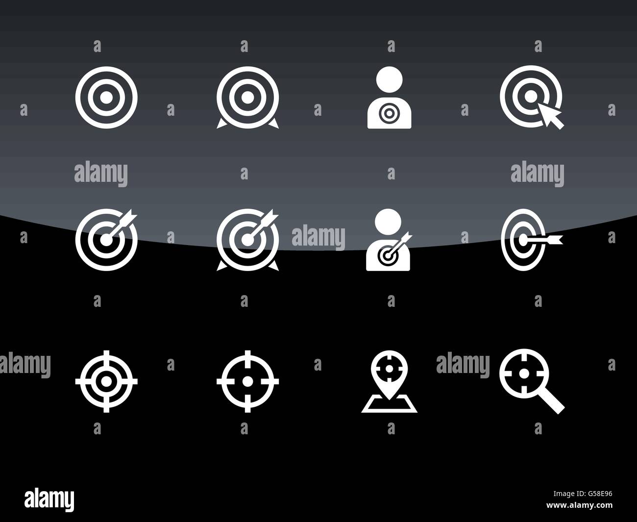 Target icons on black background Stock Vector Image & Art - Alamy