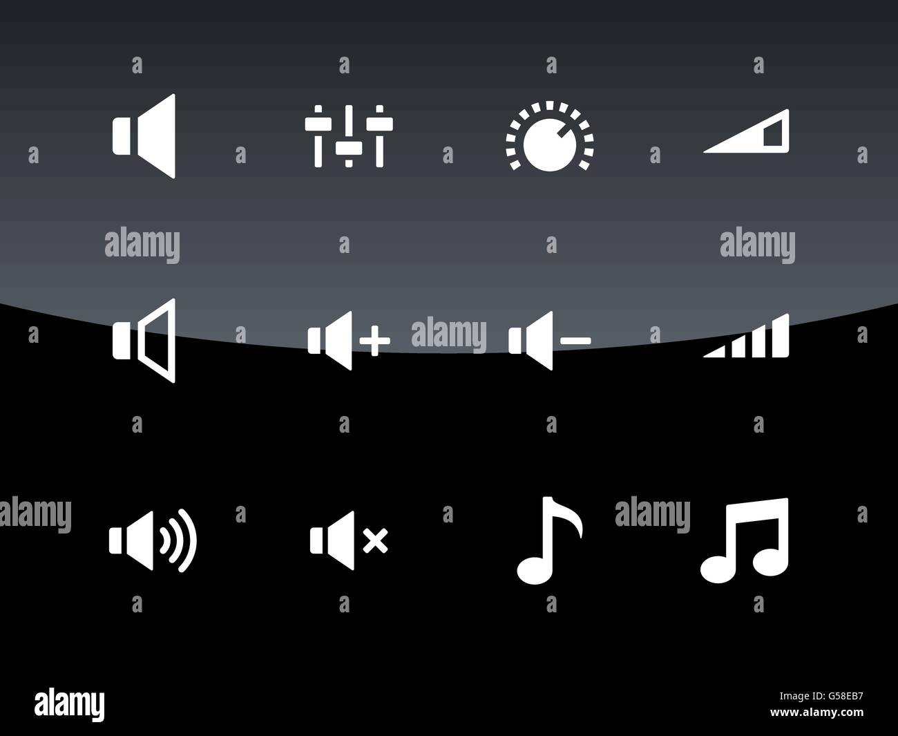 Speaker icons on black background. Volume control Stock Vector Image ...
