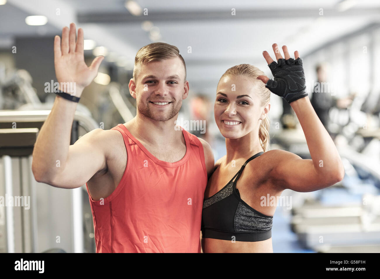 Woman waving hands hi-res stock photography and images - Alamy
