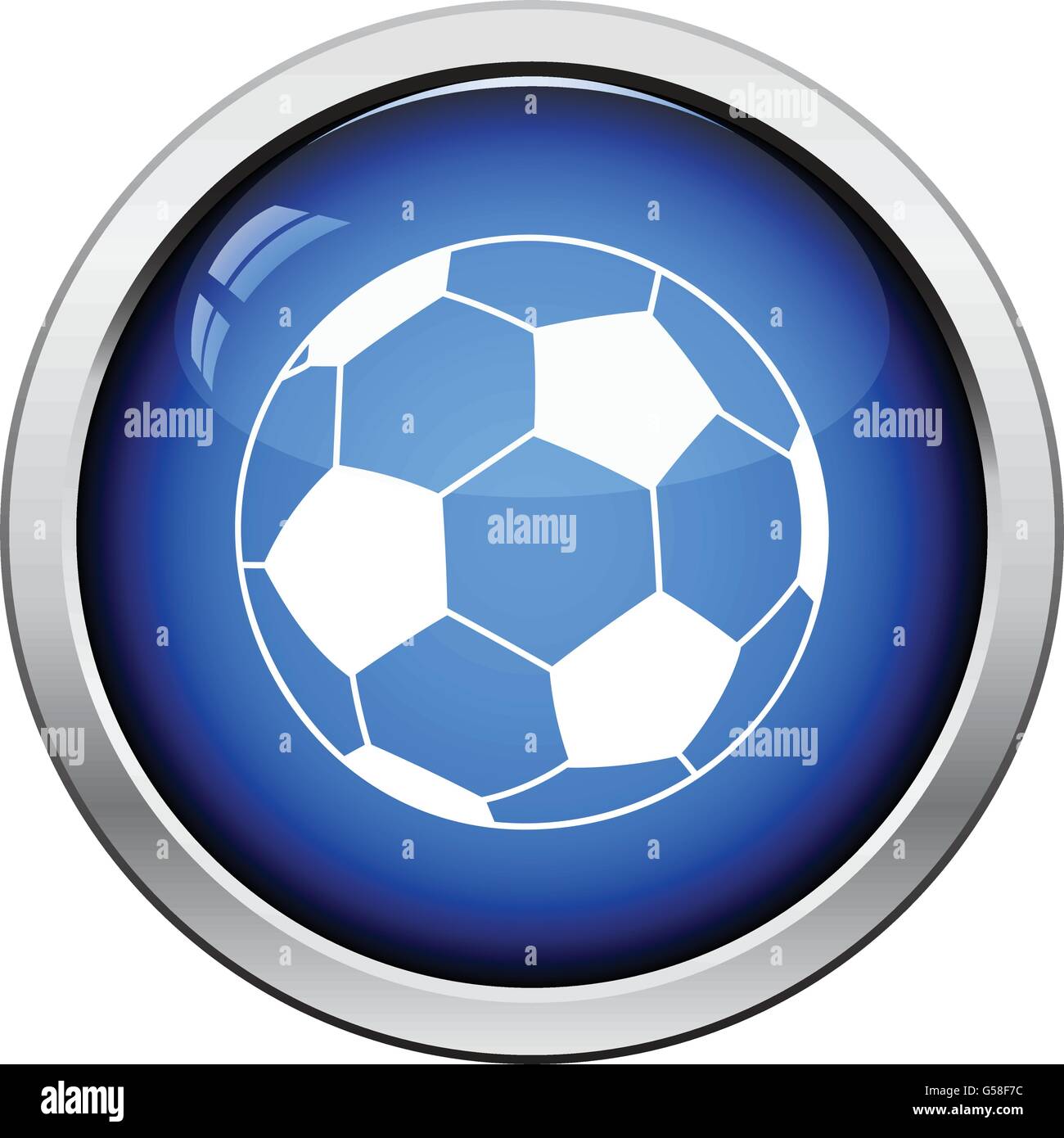 Icon of football ball. Glossy button design. Vector illustration Stock ...