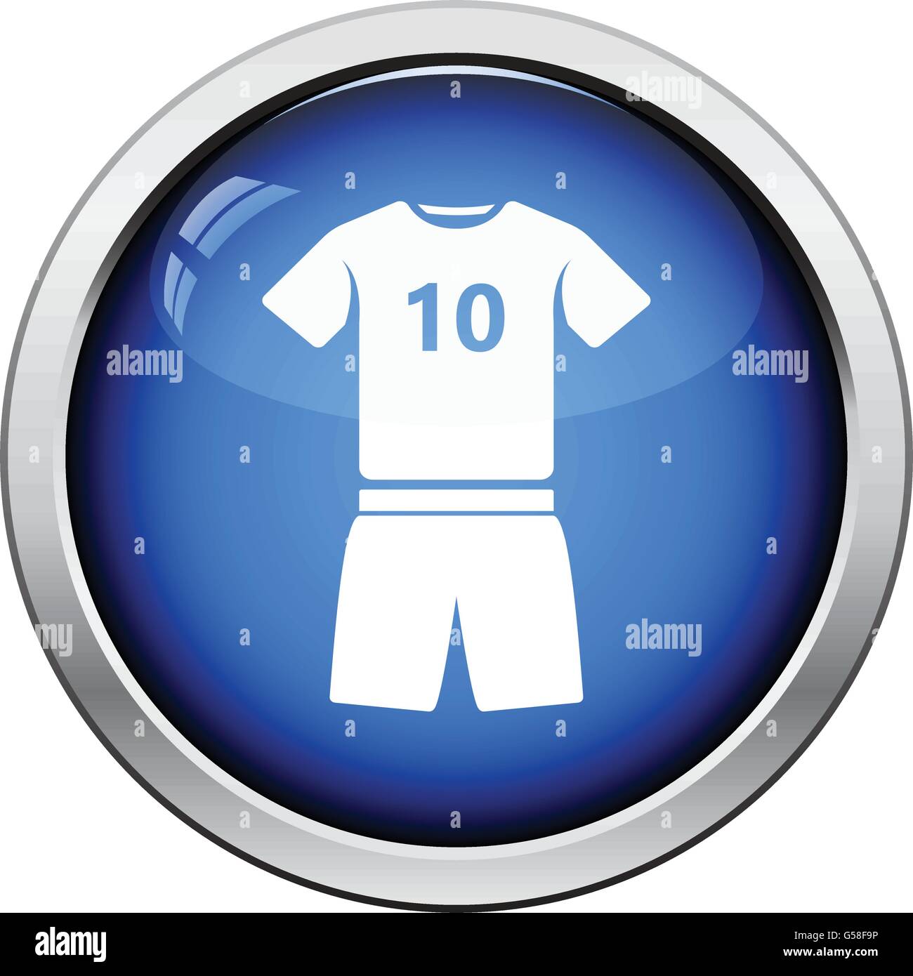 Icon of football uniform. Glossy button design. Vector illustration ...