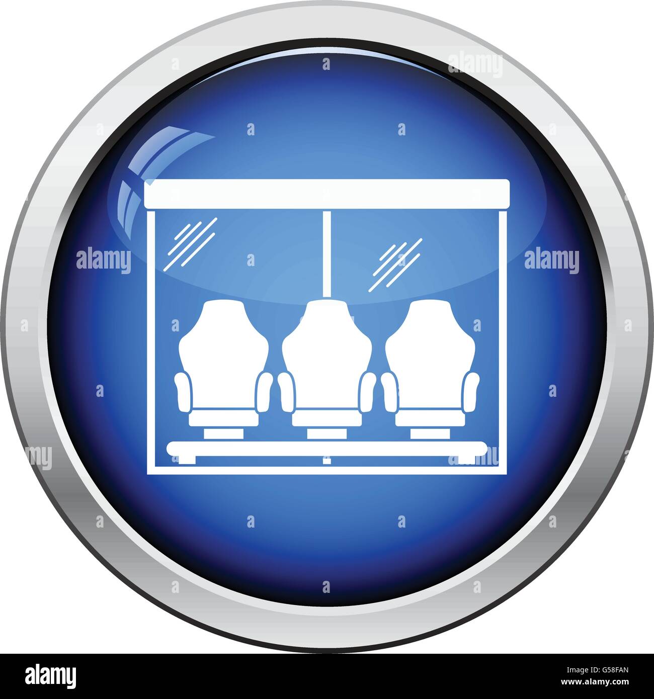 Icon of football player's bench. Glossy button design. Vector ...