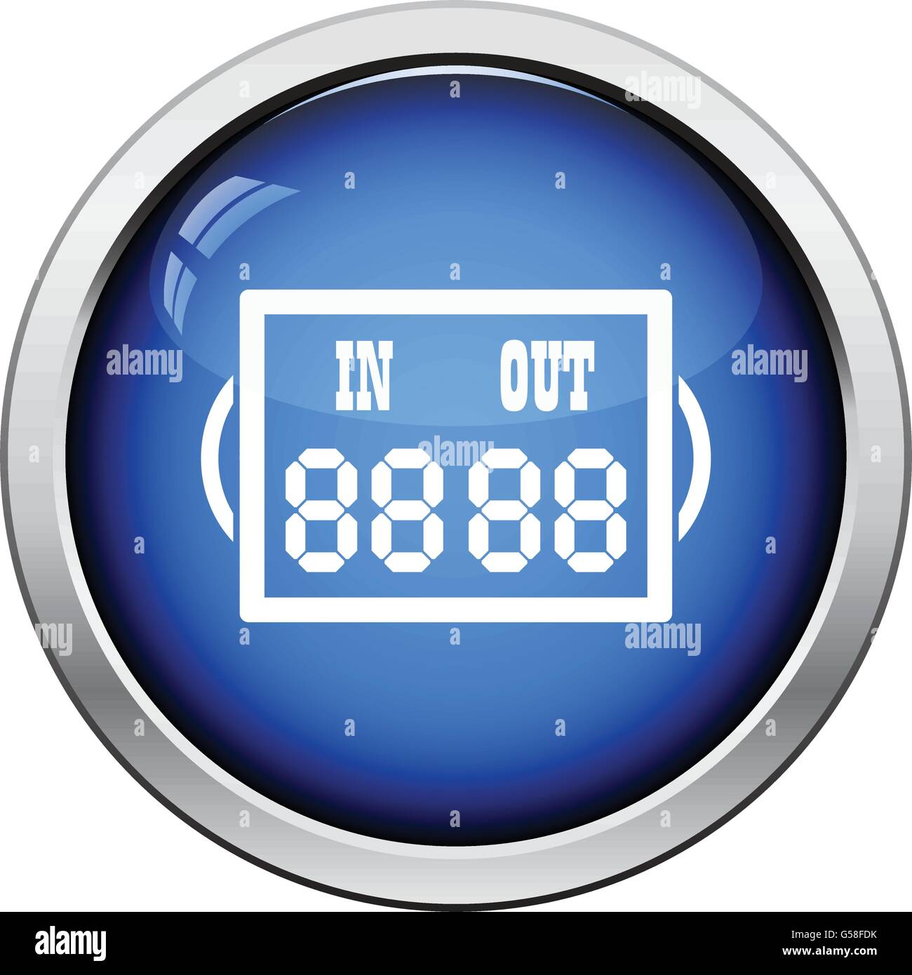 Icon of football referee scoreboard. Glossy button design. Vector ...