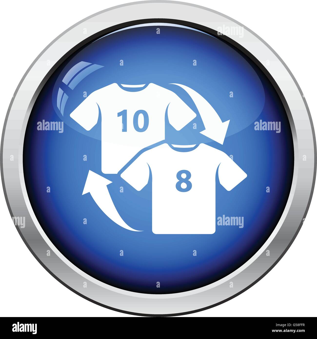 Icon of football replace . Glossy button design. Vector illustration ...